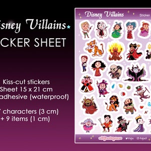 Stickers Sheet Mini Disney Villains Cute Journal Decor Stationery ...