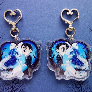 Keychains Corpse Bride Emily Victor Halloween Acrylic Charms Cute Love ...