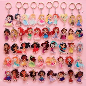 Keychains Disney Princesses Acrylic Charms Cute Gifts Heroines Ariel ...
