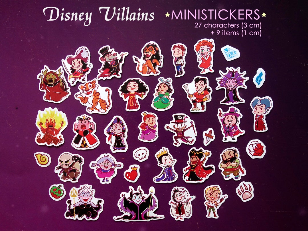 Ministickers Set Disney Villains Cute Mini Journal Decor Stationery ...