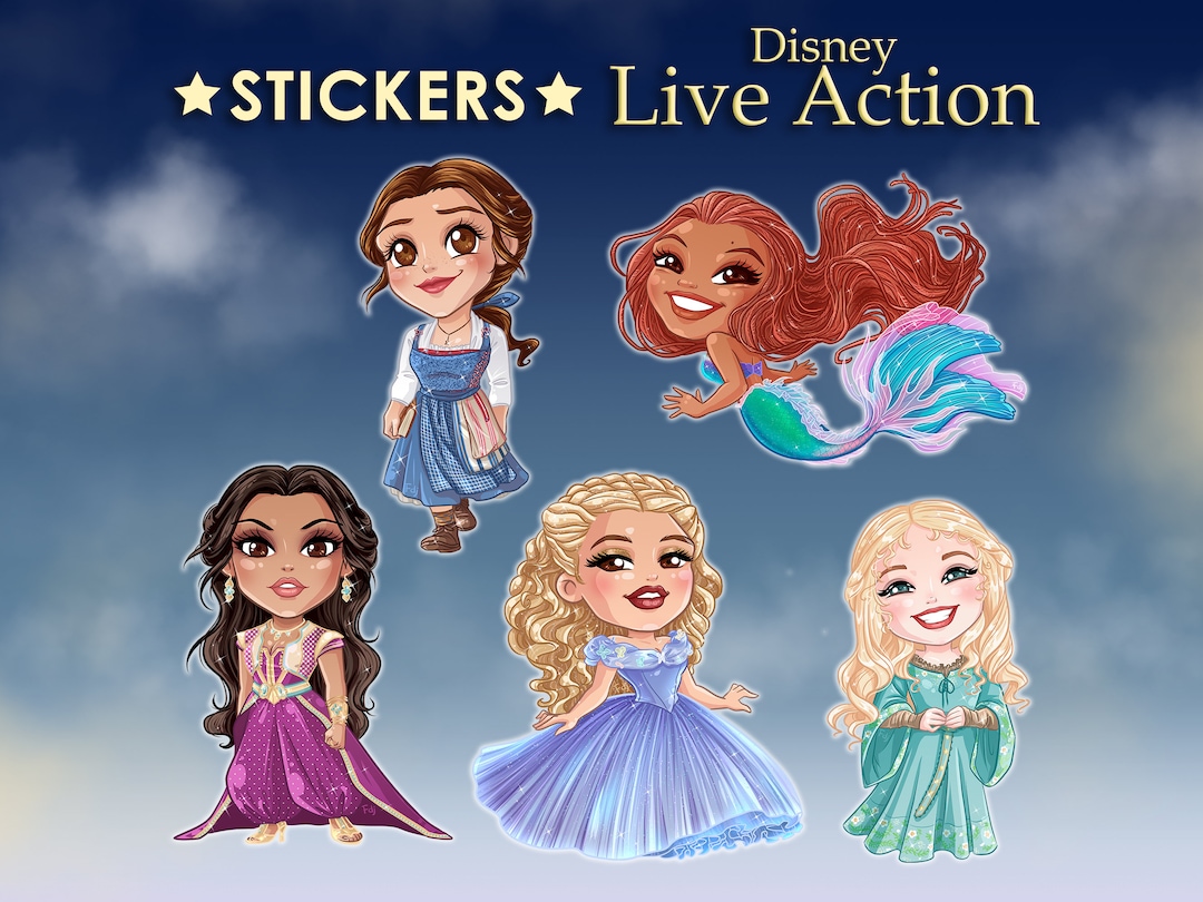 Stickers Disney Live Action Princesses Cute Gifts Stationery Cinderella ...