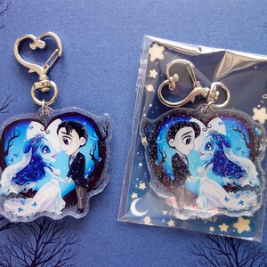 Keychains Corpse Bride Emily Victor Halloween Acrylic Charms Cute Love ...