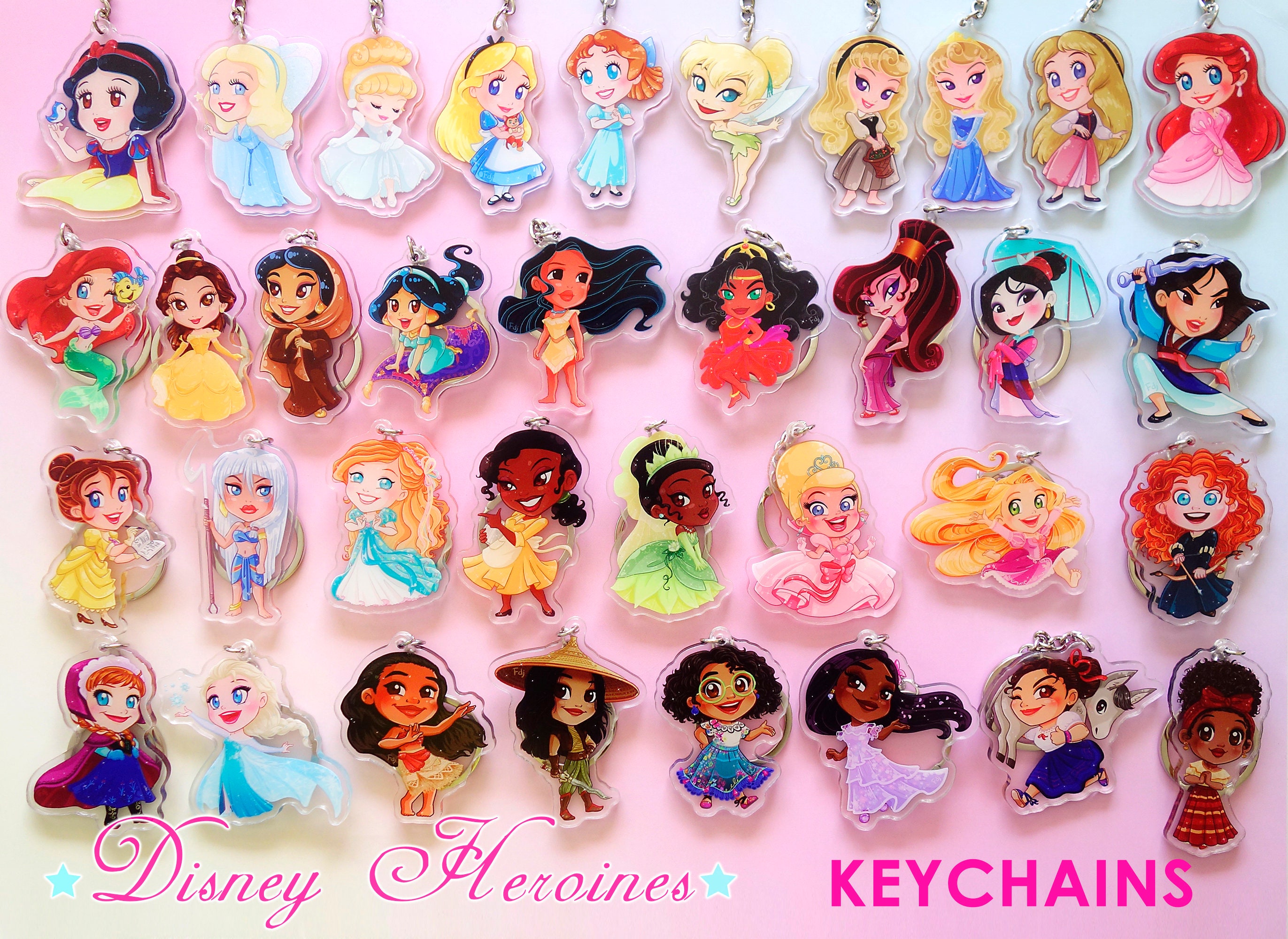 Keychains Disney Princesses & Heroines - Etsy Australia