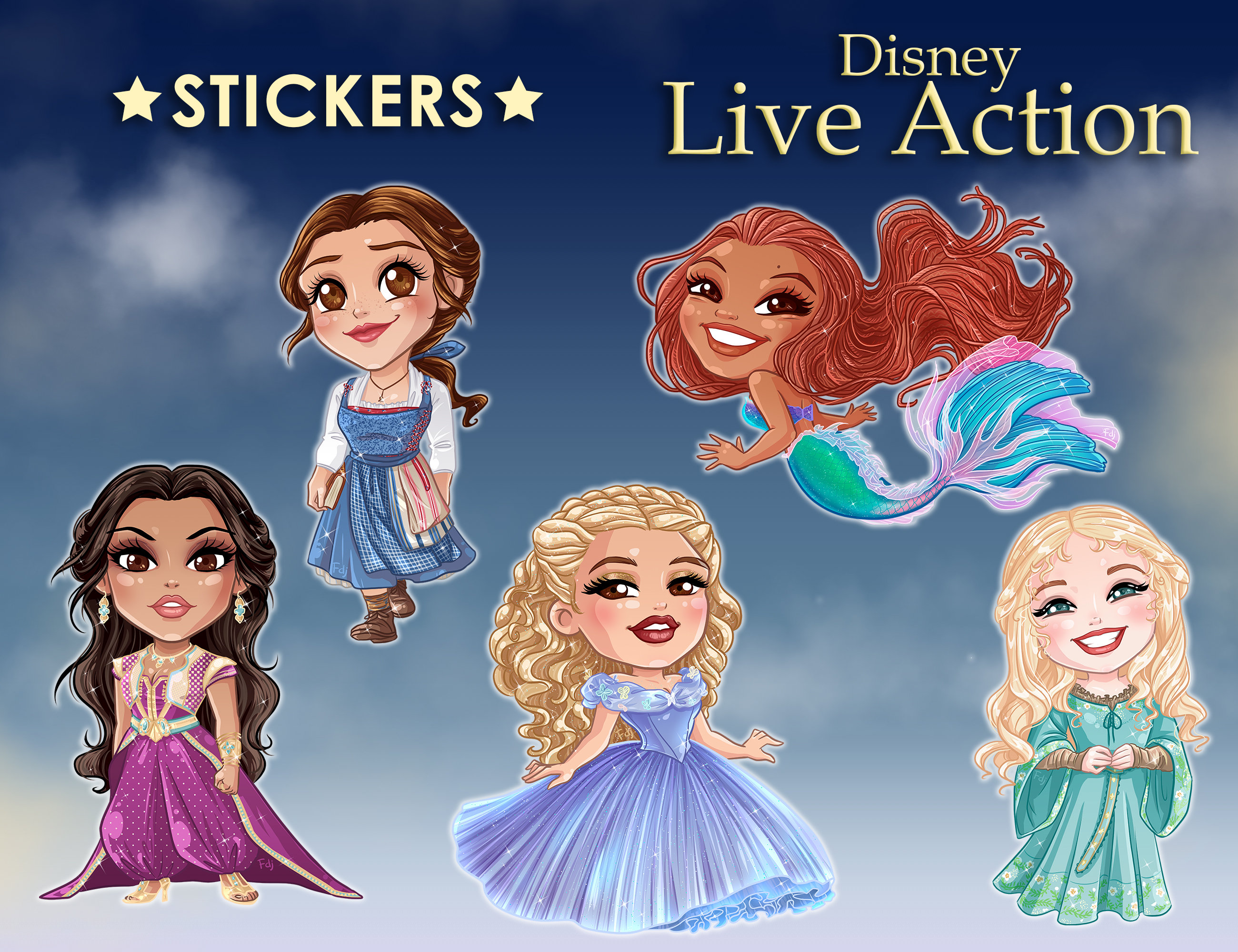 Ariel Belle Aladdin Gaston