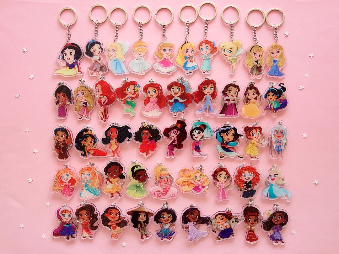 Keychains Disney Princesses Acrylic Charms Cute Gifts Heroines Ariel ...