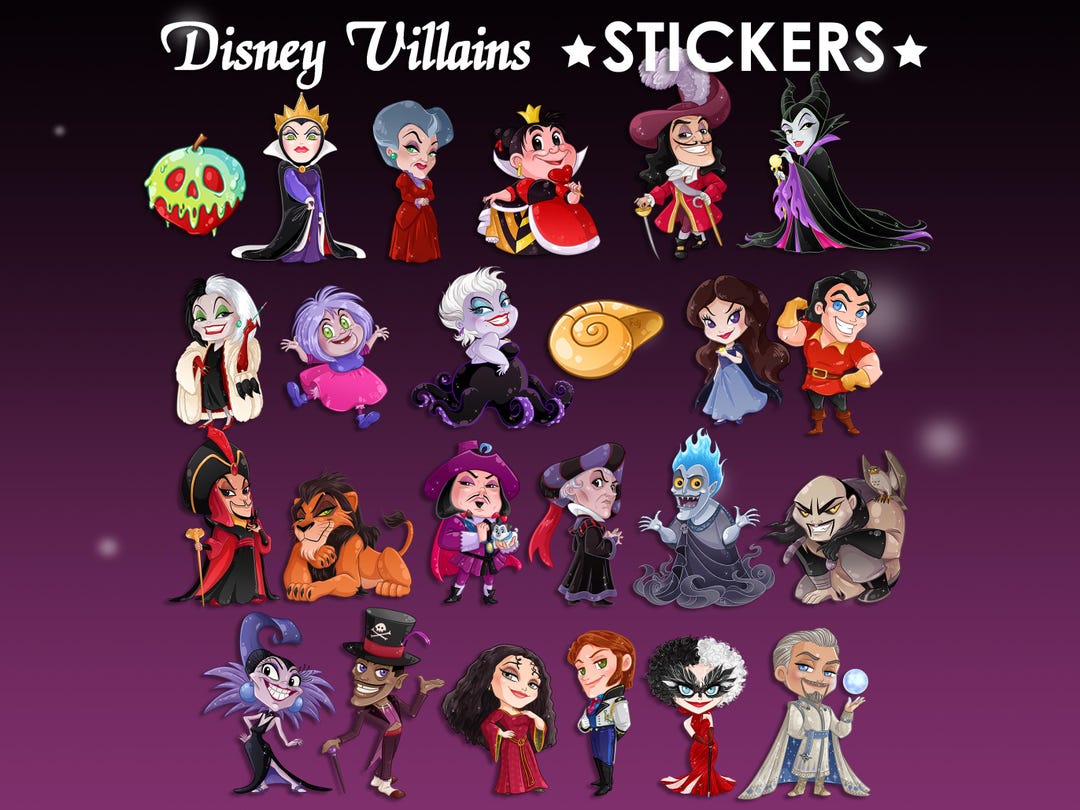 Stickers Disney Villains Halloween Evil Queen Hook Maleficent Tremaine ...
