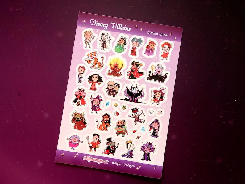Stickers Sheet Mini Disney Villains Cute Journal Decor Stationery ...