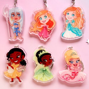 Keychains Disney Princesses Acrylic Charms Cute Gifts Heroines Ariel ...