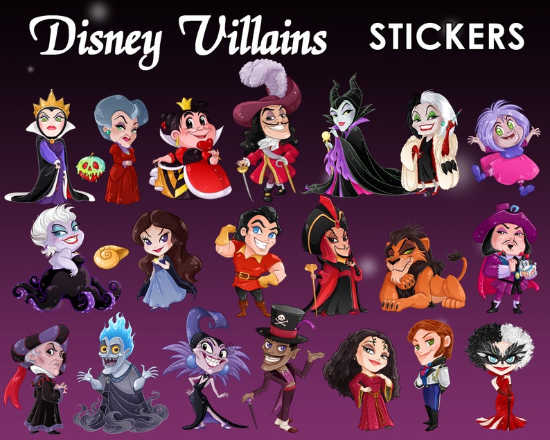 Stickers Disney Villains Evil Queen Hook Maleficent - Etsy