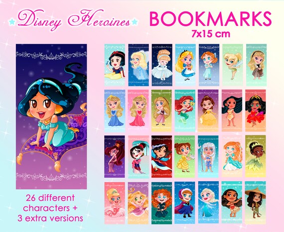 Bookmarks Disney Princesses & Heroines - Etsy