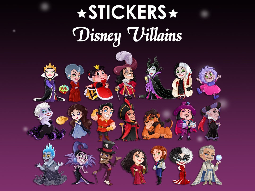 Stickers Disney Villains Halloween Evil Queen Hook Maleficent Tremaine ...