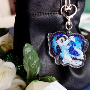 Keychains Corpse Bride Emily Victor Halloween Acrylic Charms Cute Love ...