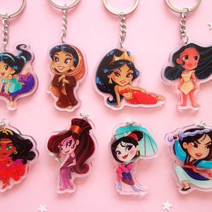Keychains Disney Princesses Acrylic Charms Cute Gifts Heroines Ariel ...