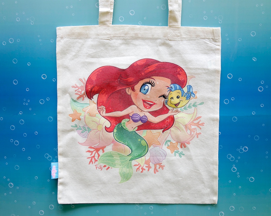 Tote Bags Ariel Little Mermaid Cute Gifts Disney Princesses Flounder ...