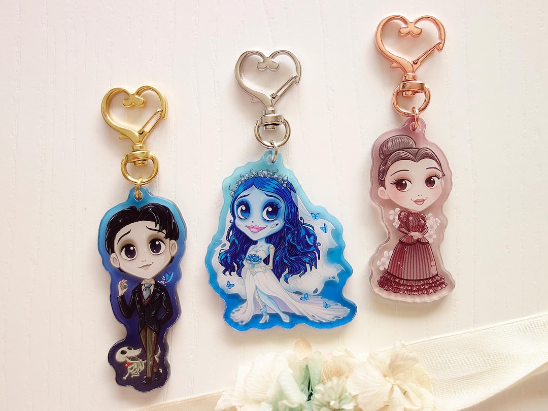 Keychains Corpse Bride Emily Victor Victoria Scraps Halloween Acrylic ...