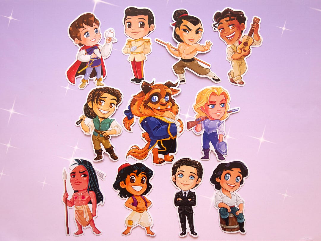 Stickers Disney Heroes Princes Cute Gifts Stationery Aladdin Eric Li ...