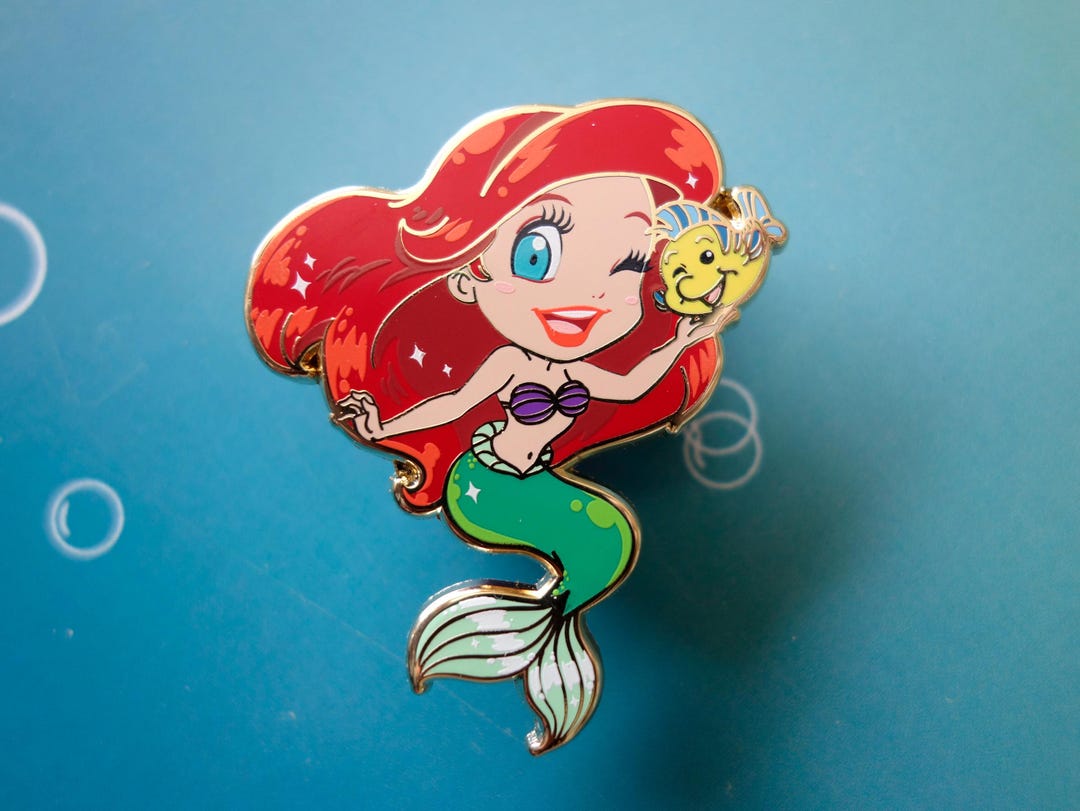 Enamel Pins Ariel Little Mermaid Cute Gifts Disney Princesses Flounder ...