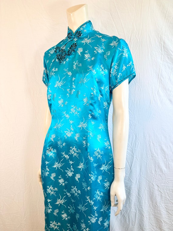 Vintage Turquoise Blue Cheongsam Dress, By Silver Lak… - Gem