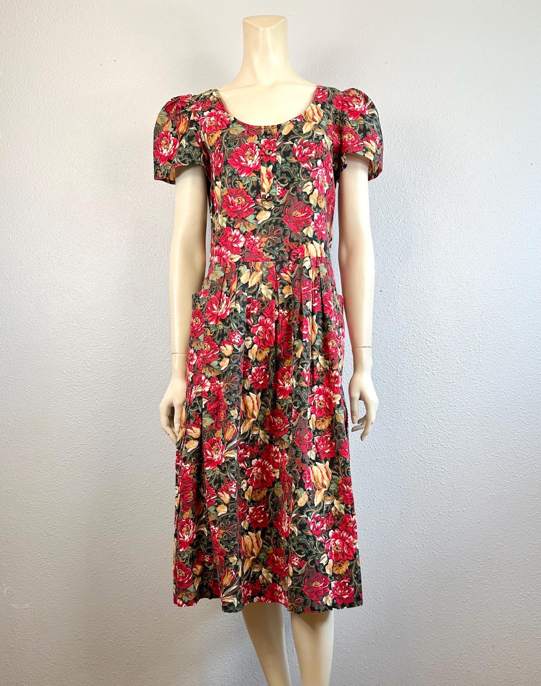 80's/90's Kathy Sunada Floral Dress, Small/medium - Etsy