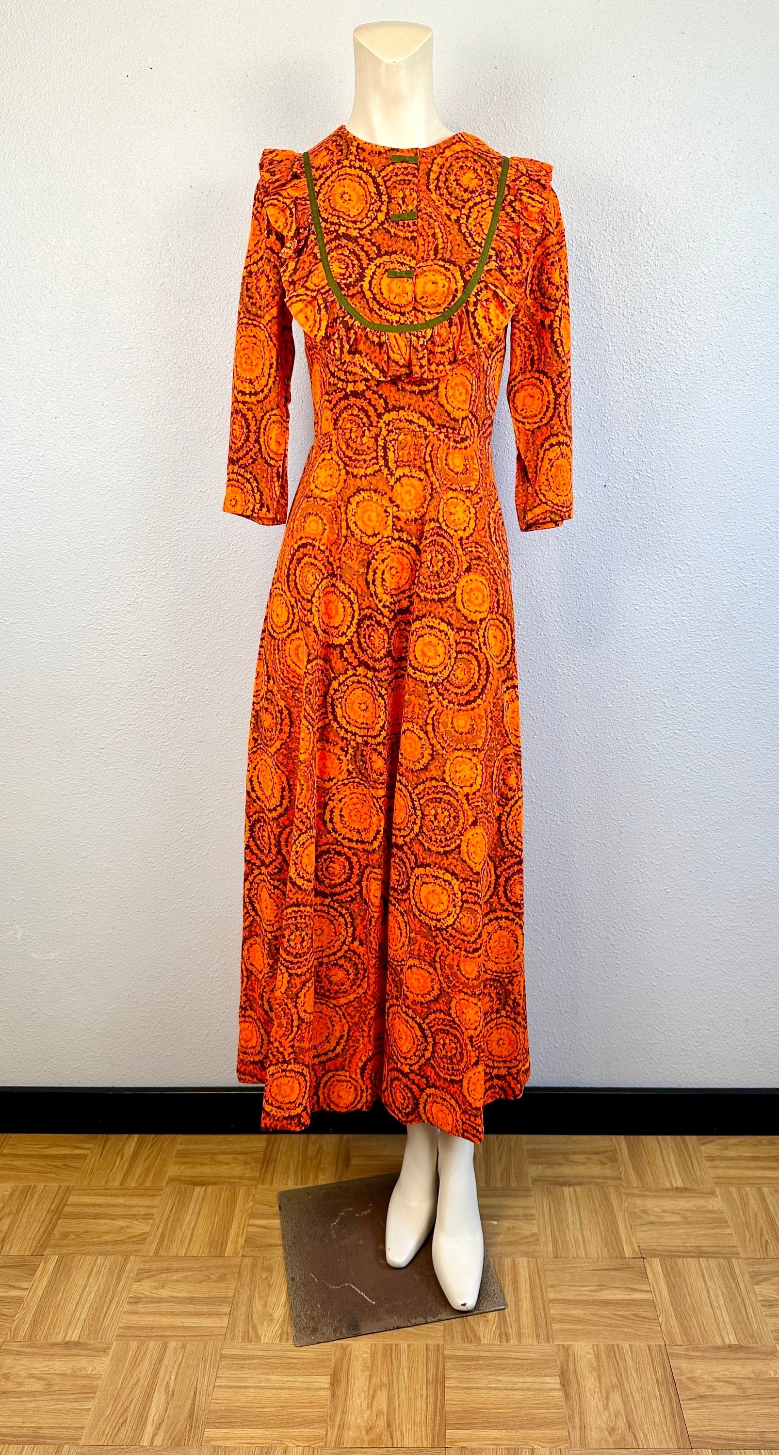 Beautiful 60's/70's Barkcloth Long Muumuu, OAK, Small - Etsy