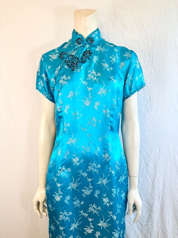 Vintage Turquoise Blue Cheongsam Dress, By Silver Lak… - Gem