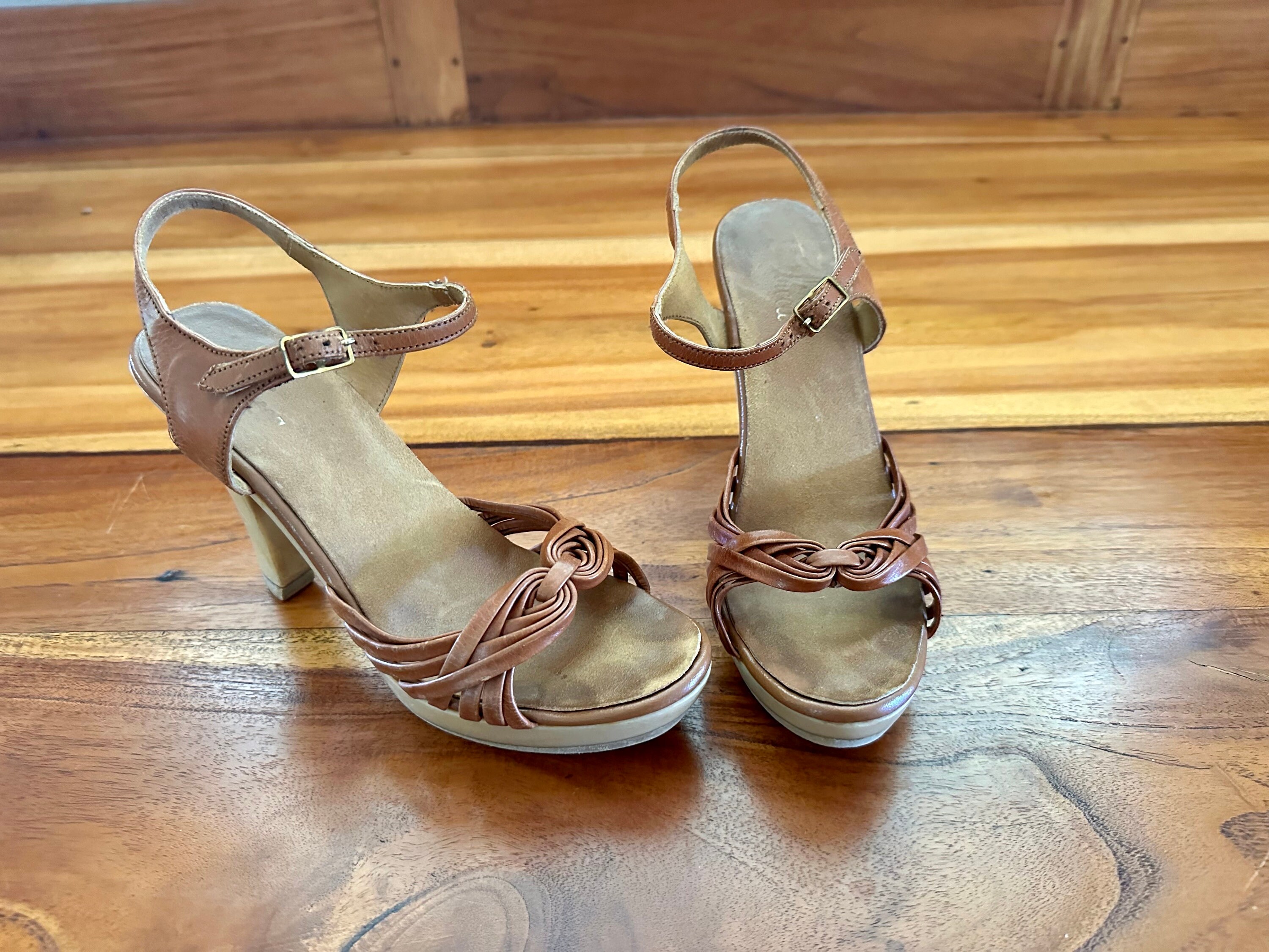 1970's Platform Leather Heels by Sbicca, Size 6 US - Etsy