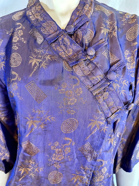 Vintage Asian Inspired Blouse, Frog-Closure Blouse, 1… - Gem