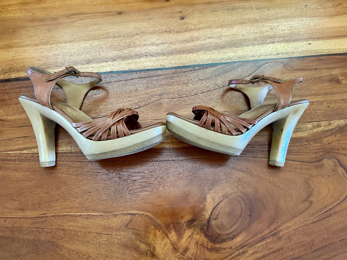 1970's Platform Leather Heels by Sbicca, Size 6 US - Etsy