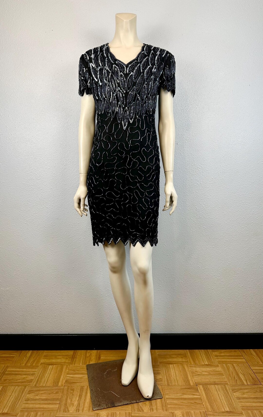 1980's Beaded Black Dress by JMD New York, Small/medium Petite - Etsy