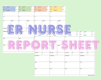 Emergency Room Nurse Report Sheet - Etsy