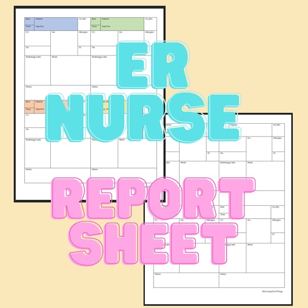 Emergency Room Nurse Sheet - Etsy