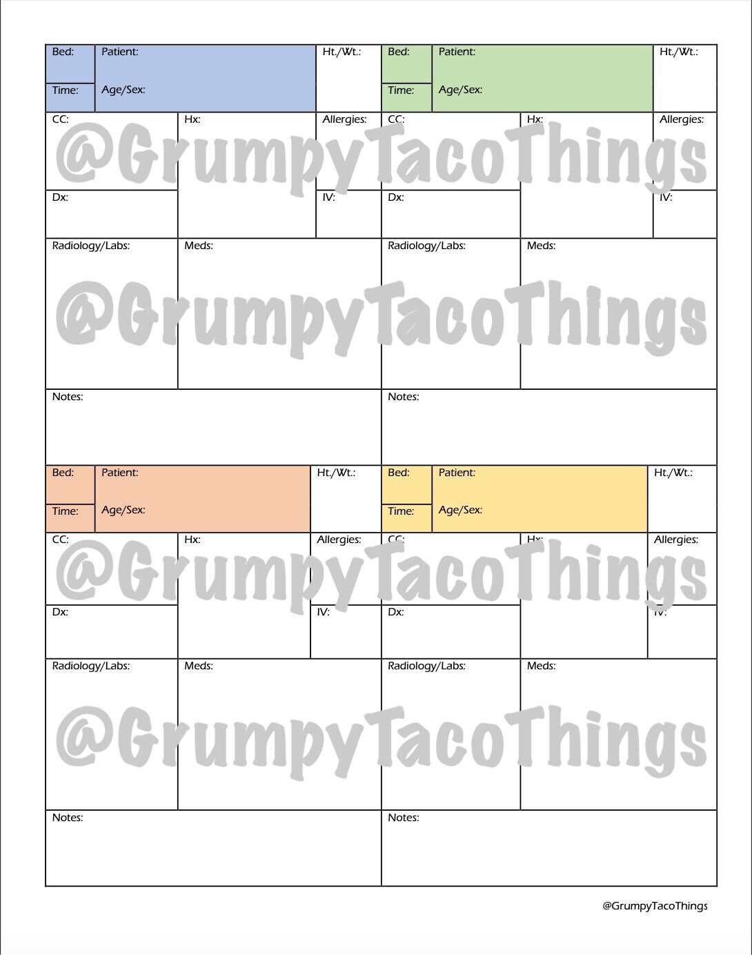 ER Nurse Report Sheet, Nurse Brain Sheet, Emergency Room, Emergency ...