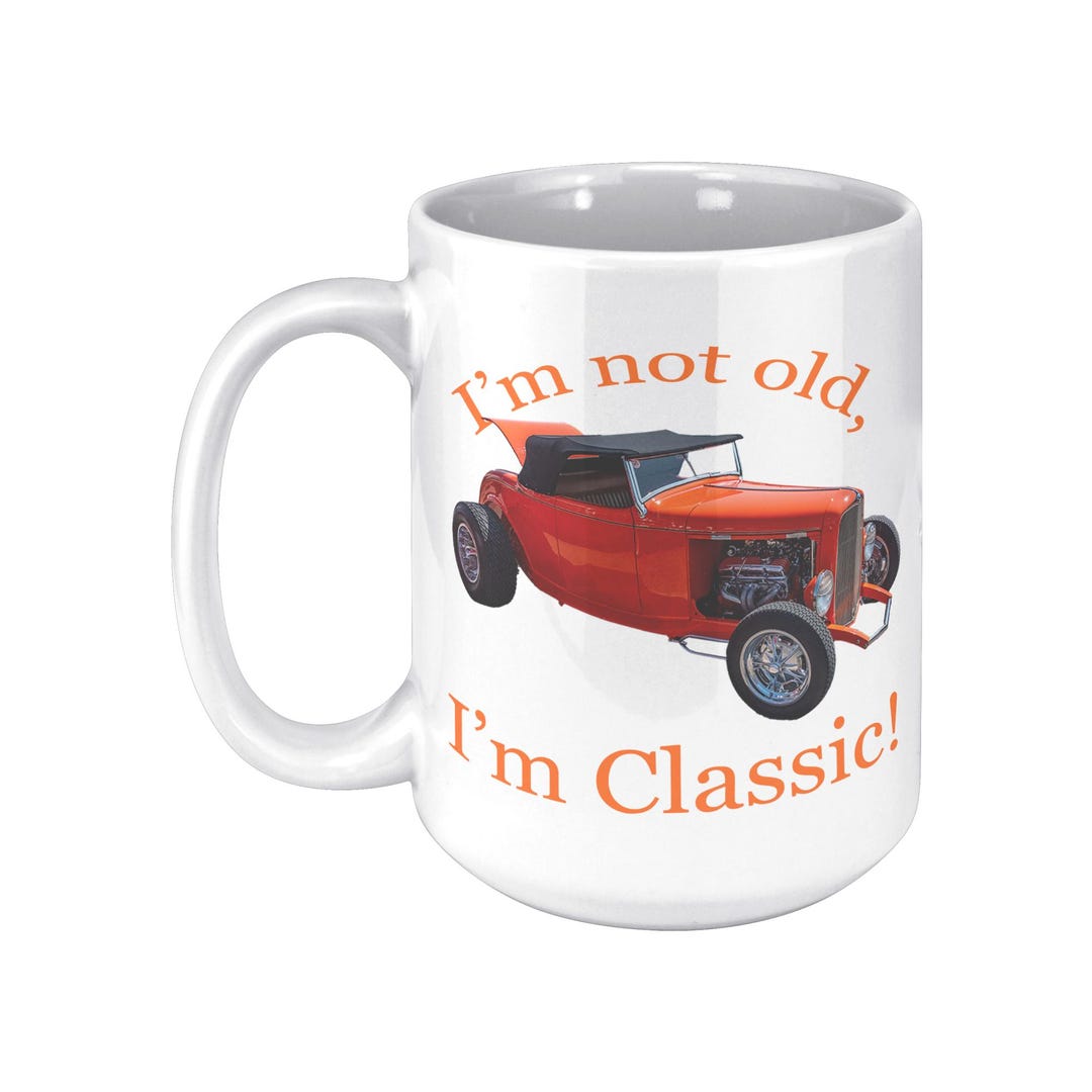 1932 Ford Roadster Hot Rod Mug - 15oz Ceramic, Orange Vintage Car ...
