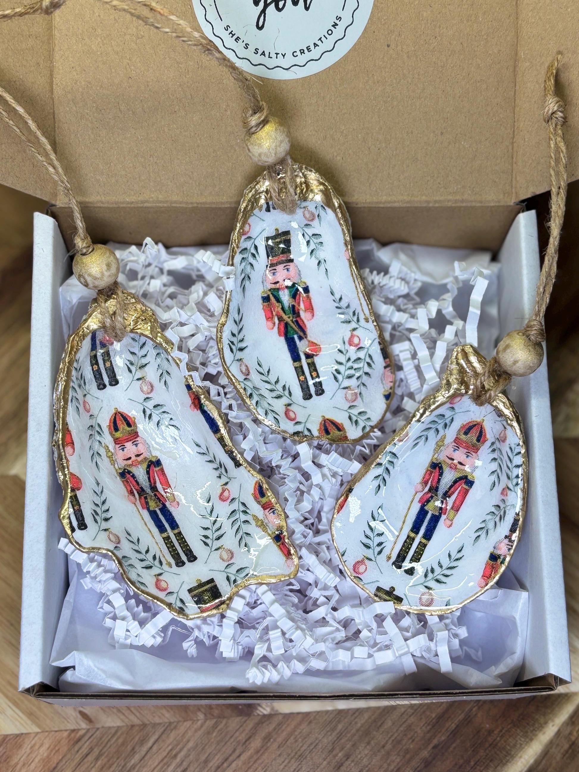 Handmade Christmas Nutcracker Oyster Shell Ornaments - Etsy