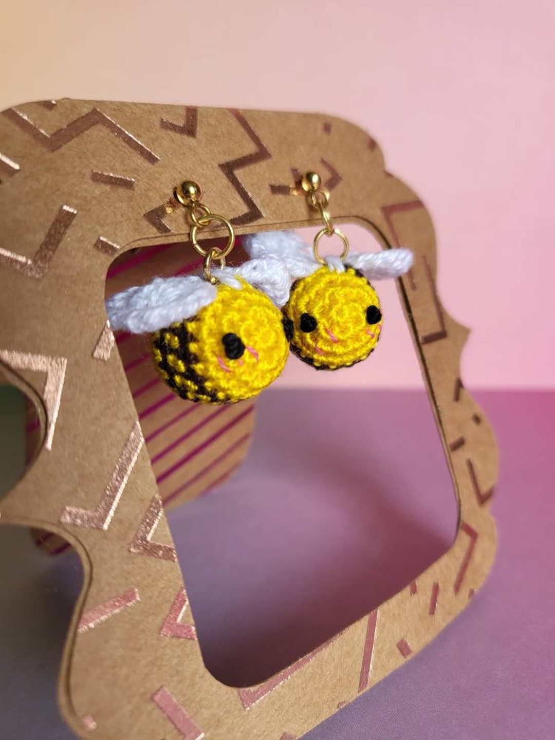 Bae-bees Handmade Crochet Bee Stud Earrings - Etsy