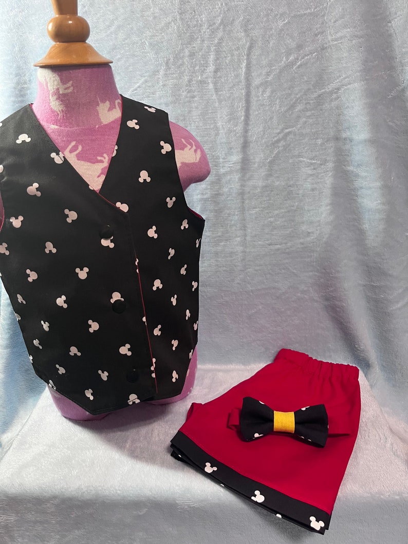 Custom Made 12 Month Old Mickey Mouse Vest Shorts and Tie Outfit - Etsy