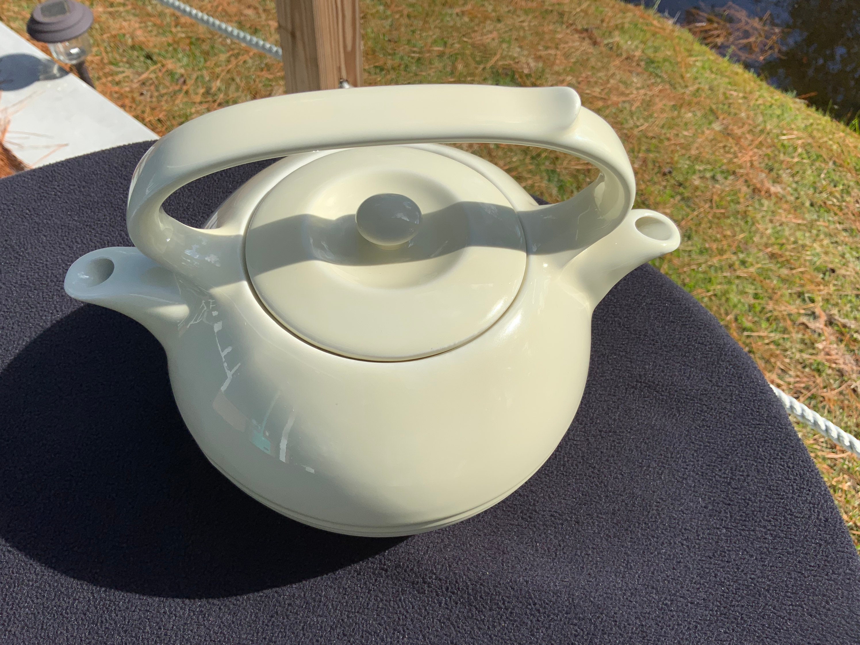 Invento Products Teapot Hall Ivory Twin Spout Porcelain Teapot Unique ...