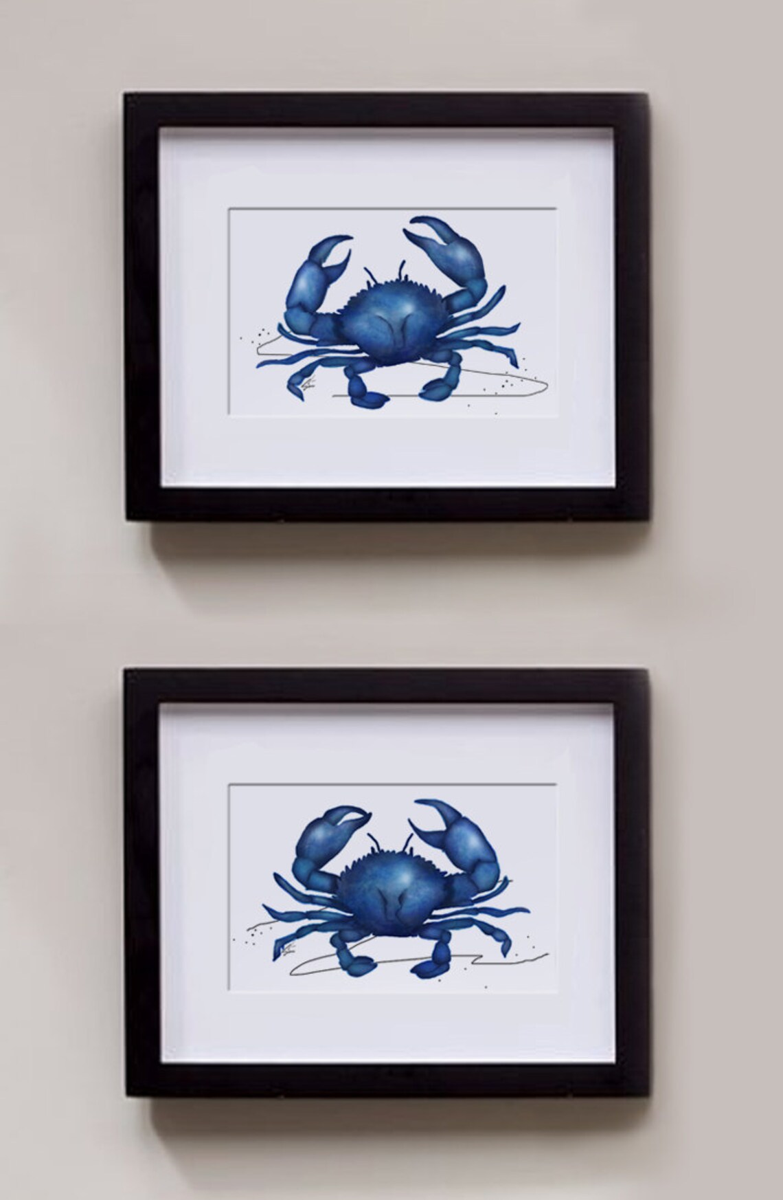 Blue Crab - Nautical Crab Art Print, Beach Decor - Etsy