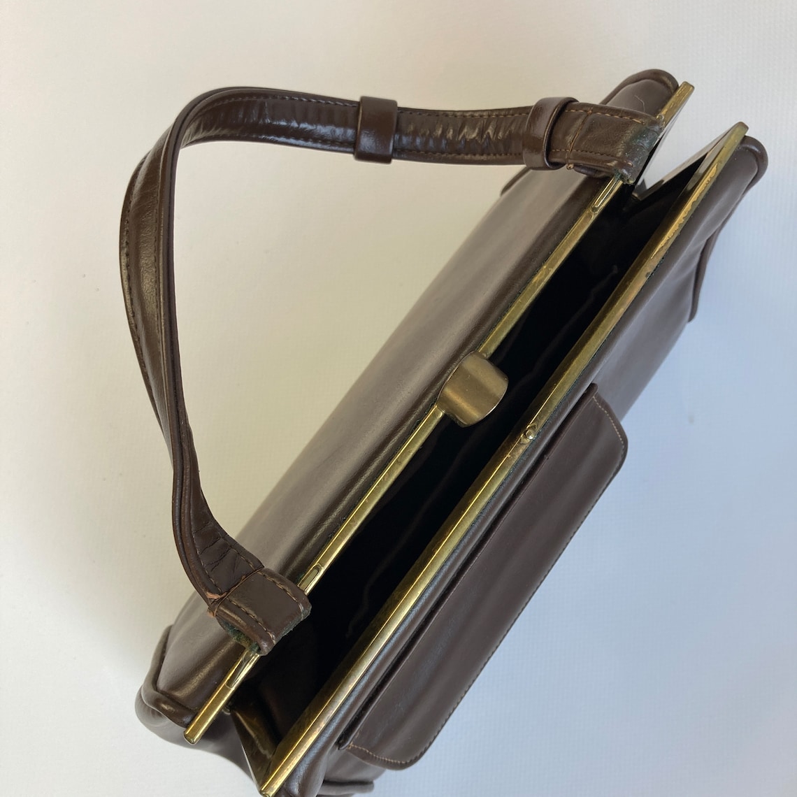 Chocolate Brown Top-handle Bag Classic Retro Handbag, Vintage 1970s ...