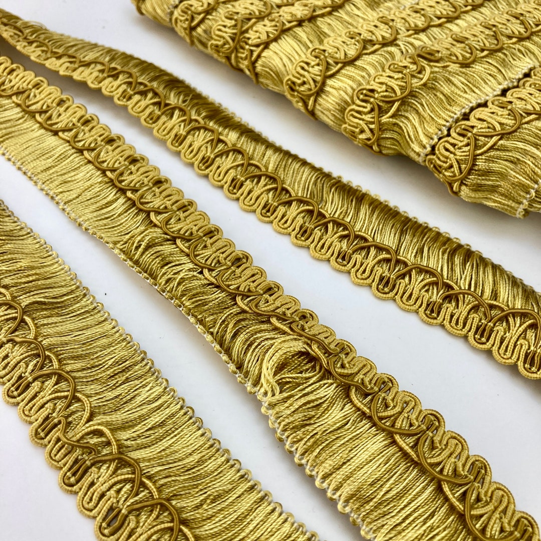 Gold Loop Fringe Trim by Yard - 1 3/8" or 3.5cm French Fringe Trim ...