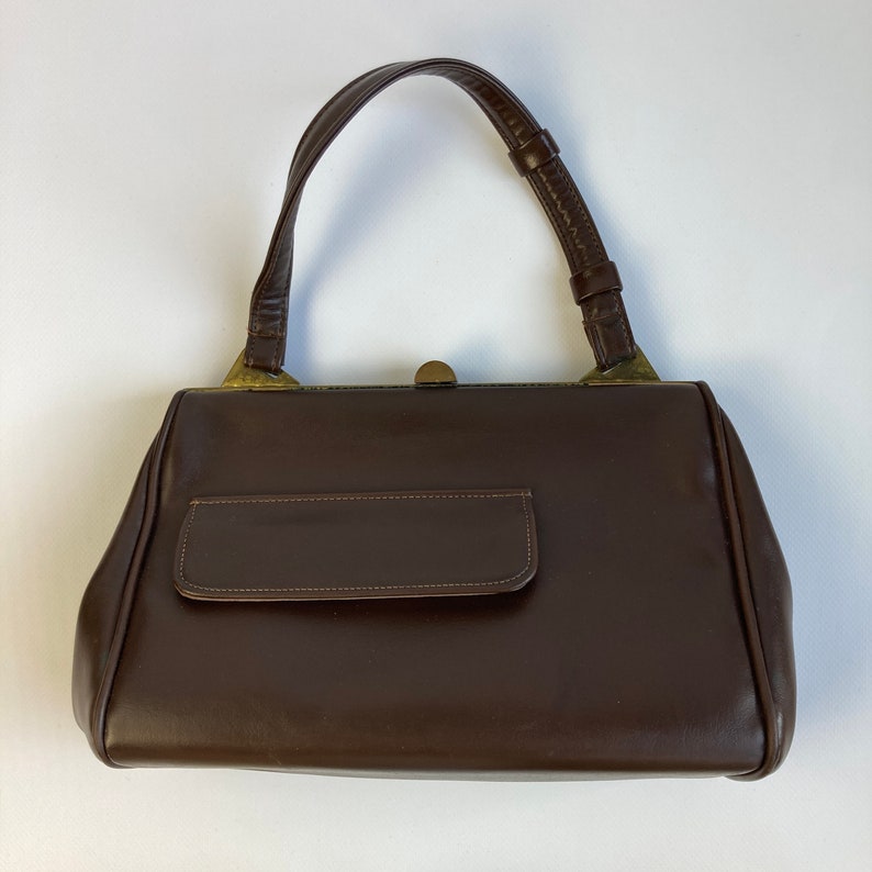 Chocolate Brown Bag | Vintage Top Handle Handbag | Classic Retro ...