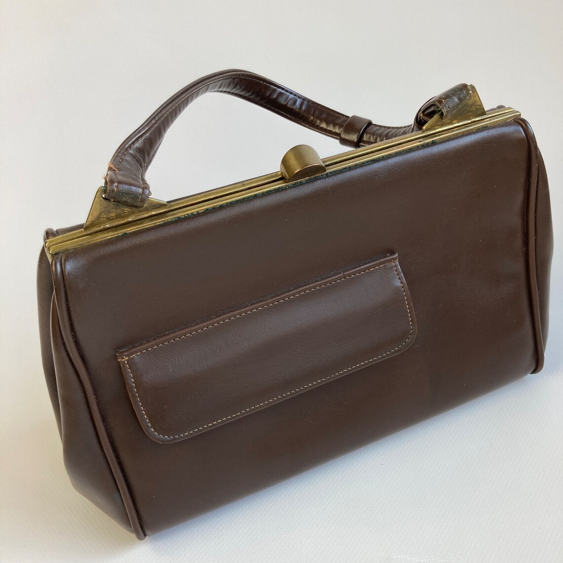 Chocolate Brown Top-handle Bag Classic Retro Handbag, Vintage 1970s ...