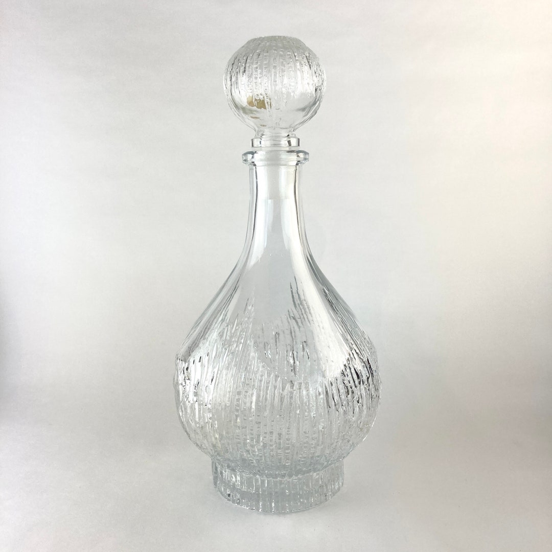 Vintage Oberglas Austria Crystal Decanter, Nordic Tree Bark Barware - Etsy