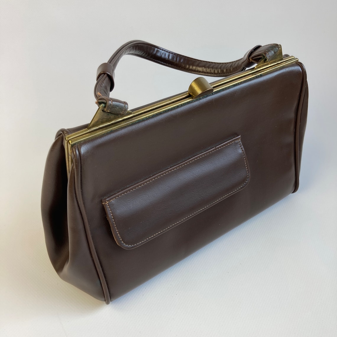 Chocolate Brown Top-handle Bag Classic Retro Handbag, Vintage 1970s ...