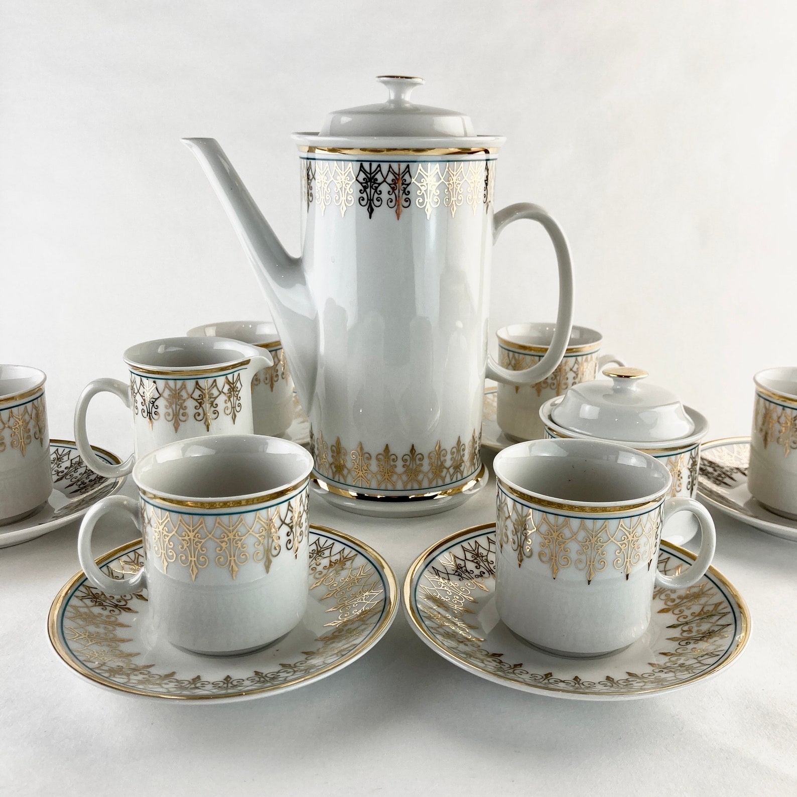 1970s Porcelain Tea Set, 17 Pcs Vintage Set, LOUCKY, Vaclav Dolejs ...