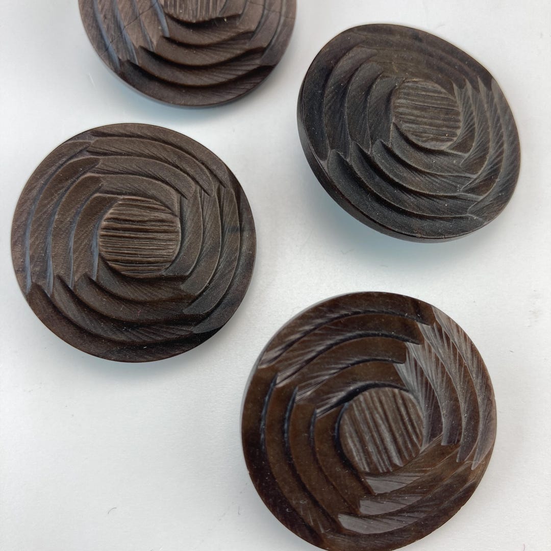 4 Vintage Chocolate Brown Shank Buttons: Chunky Plastic Coat Buttons ...