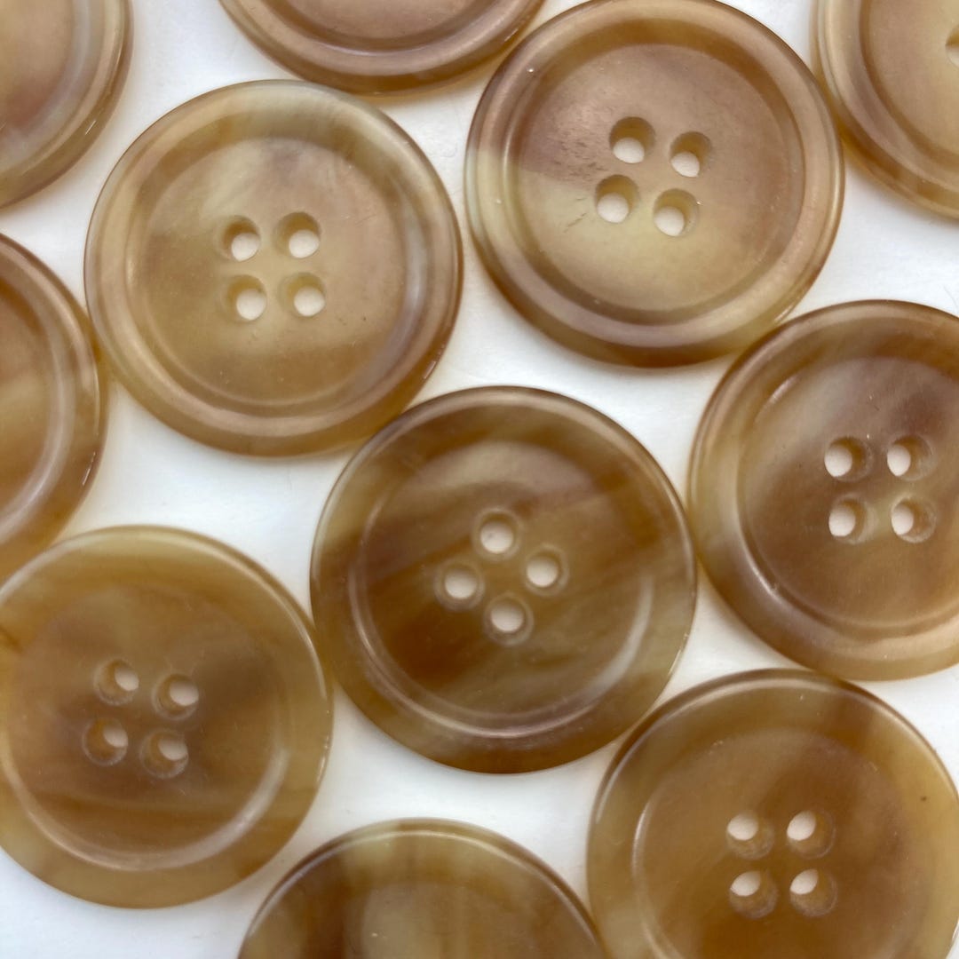 Set of Light Brown Horn Buttons 23mm or Almost 1, Plastic Brown Beige 4 ...