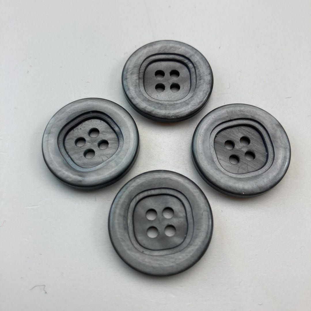 Set of 4 Vintage Shiny Gray Plastic Buttons - 20mm, 4-hole - Etsy
