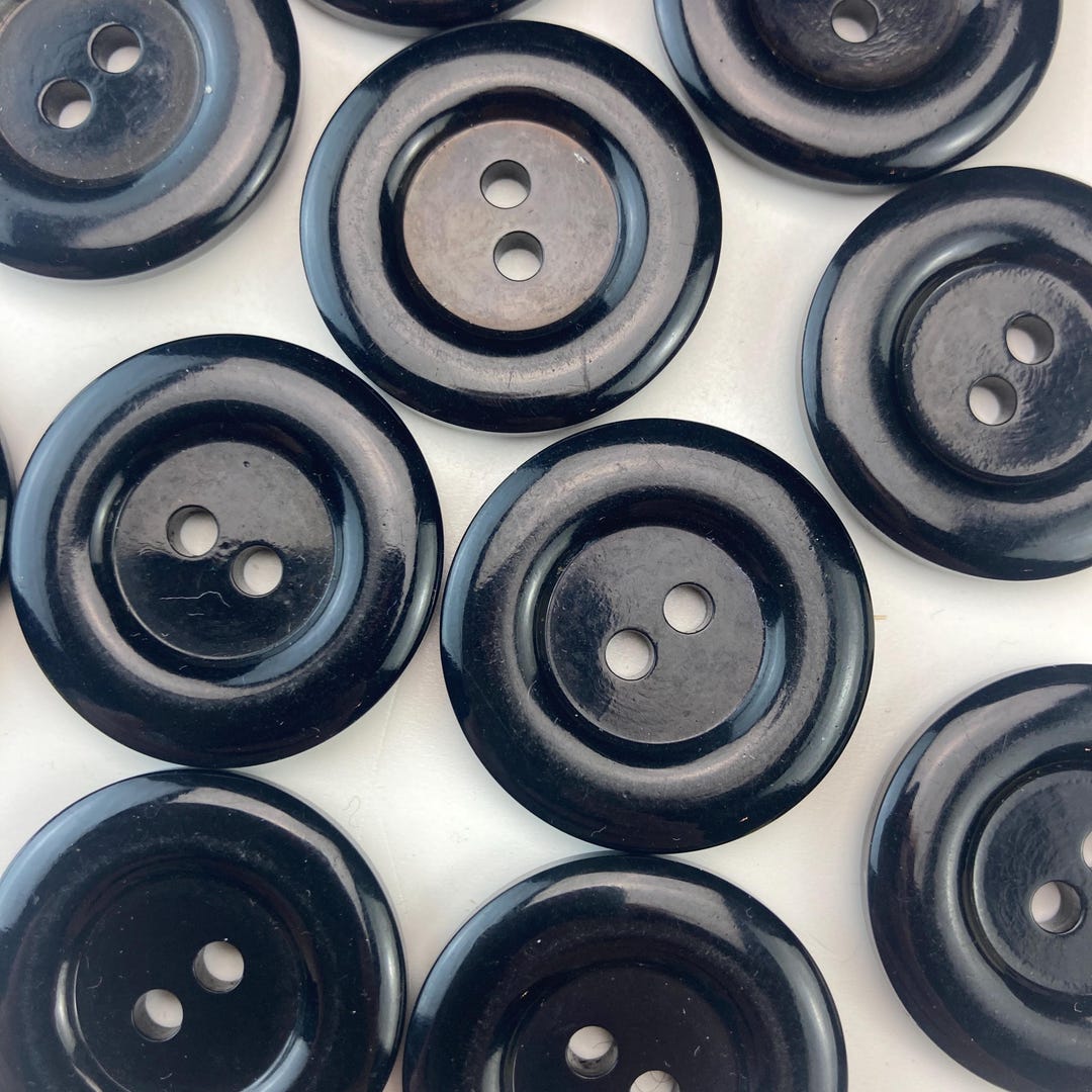 Set of 11 Vintage Black Plastic Buttons: 27mm Retro Sewing Supplies - Etsy