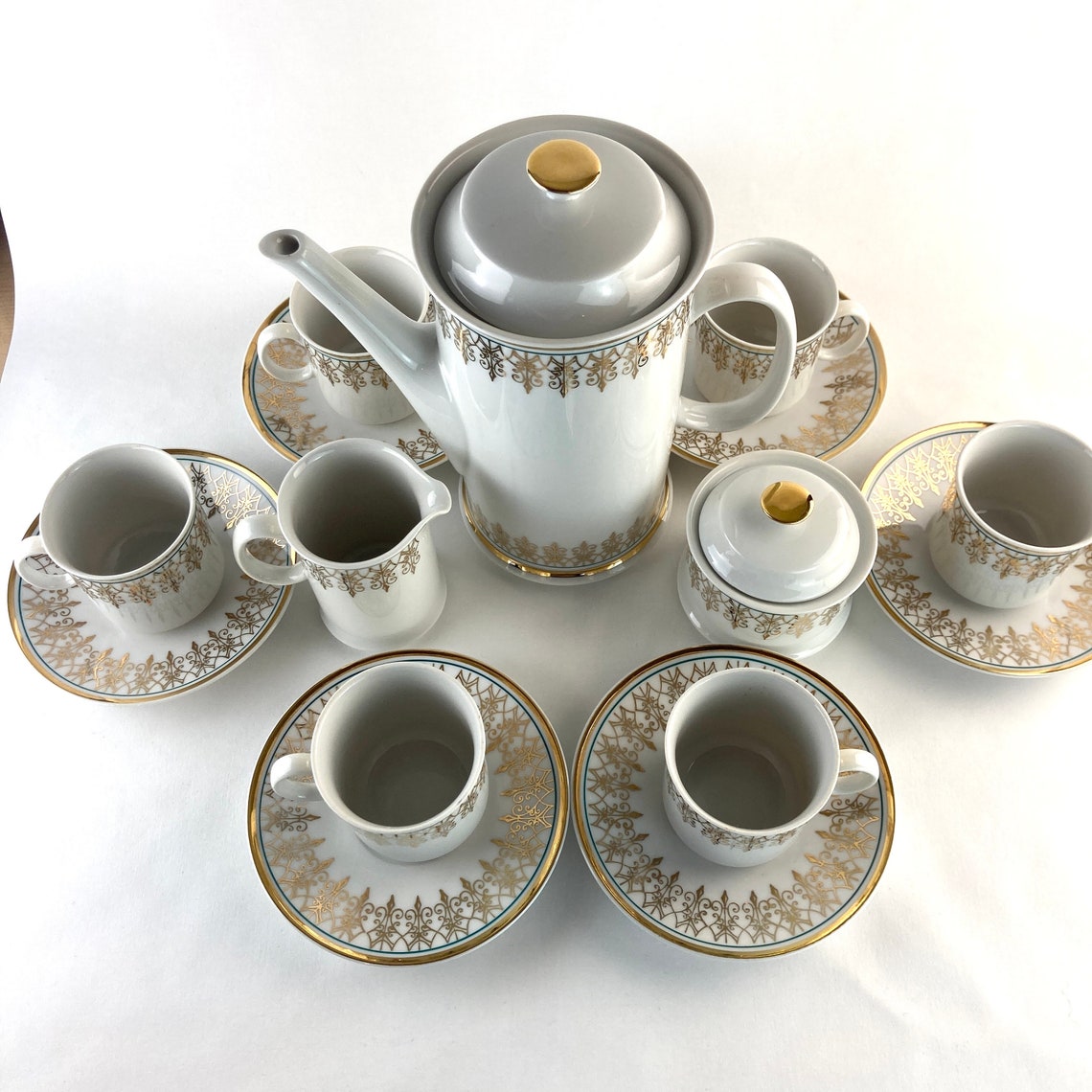 1970s Porcelain Tea Set, 17 Pcs Vintage Set, LOUCKY, Vaclav Dolejs ...